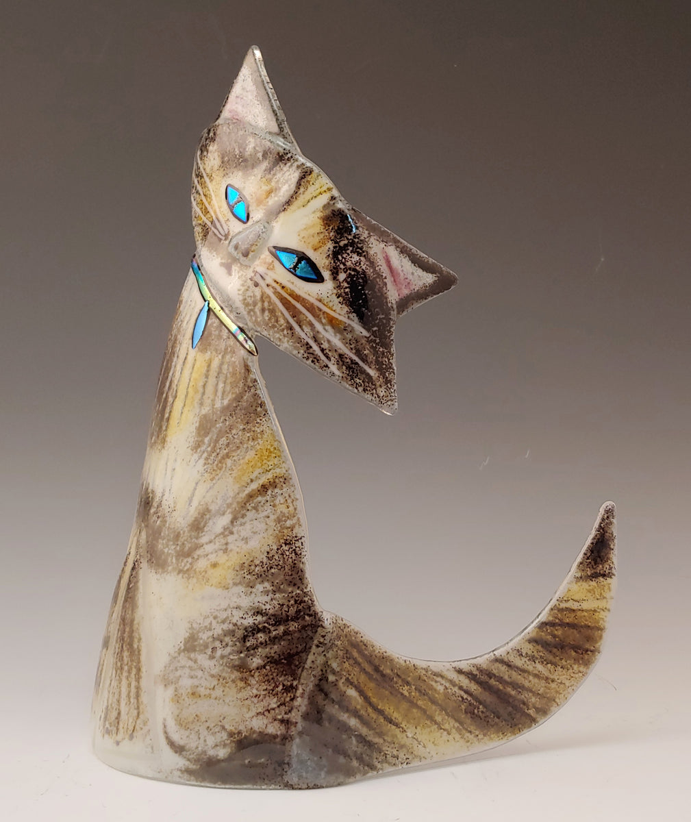 Calico Tan Glass Cat | Kiln Art | MyAmericanCrafts – My American Crafts