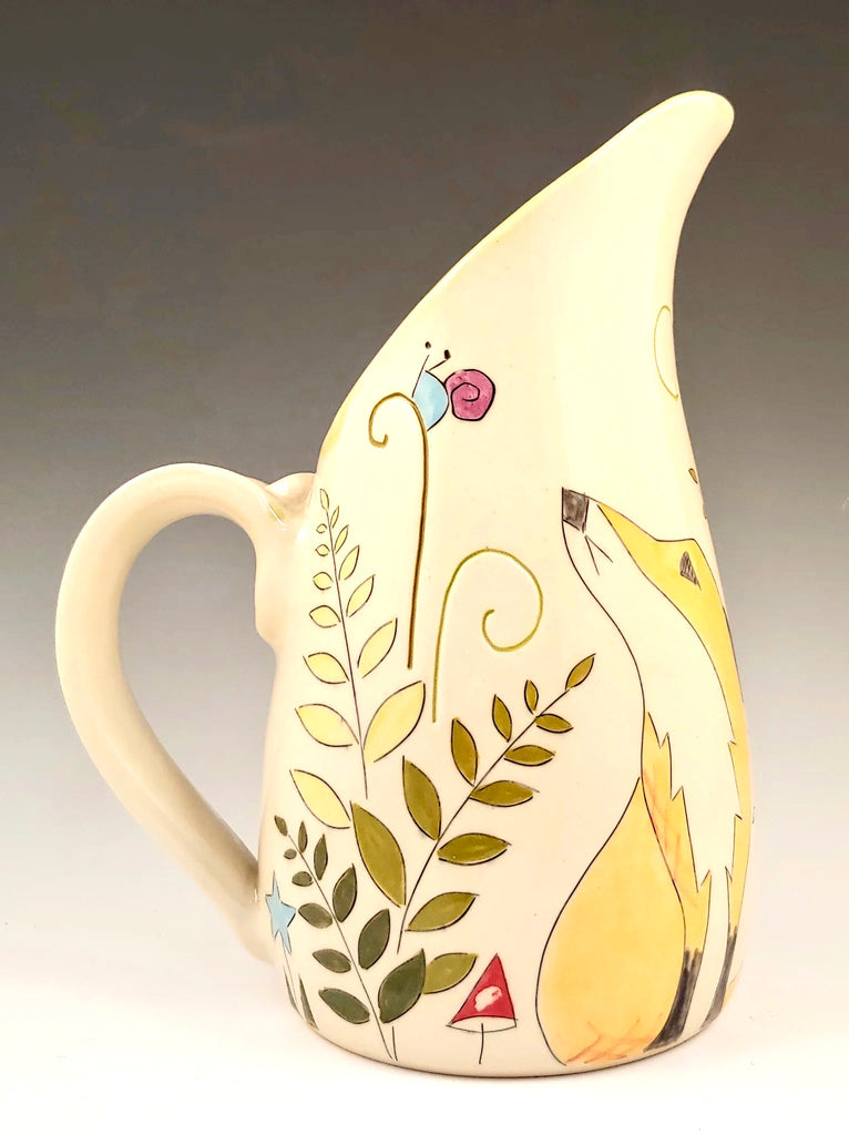 Large Foxes & Ferns Pitcher | Meghan Bernard Pottery | MyAmericanCrafts ...