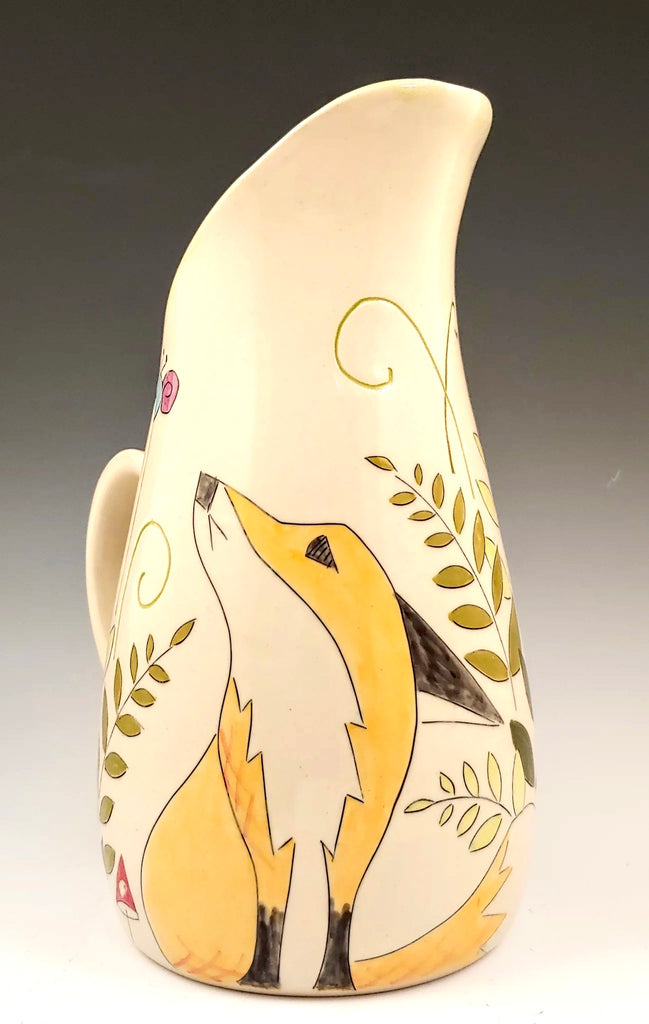 Large Foxes & Ferns Pitcher | Meghan Bernard Pottery | MyAmericanCrafts ...