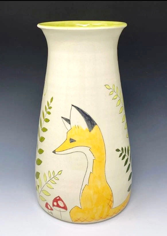 Large Foxes & Ferns Vase | Megan Bernard Pottery | MyAmericanCrafts ...